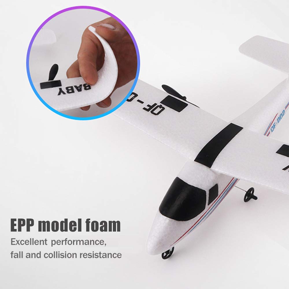 GoolRC QF002 RC Airplane, 2.4Ghz 2 Channel RC Plane Ready to Fly, Durable EPP Foam DIY Remote Control Airplane Toy Built-in Gyro, Easy to Fly RC Aircraft for Beginners Kids and Adults