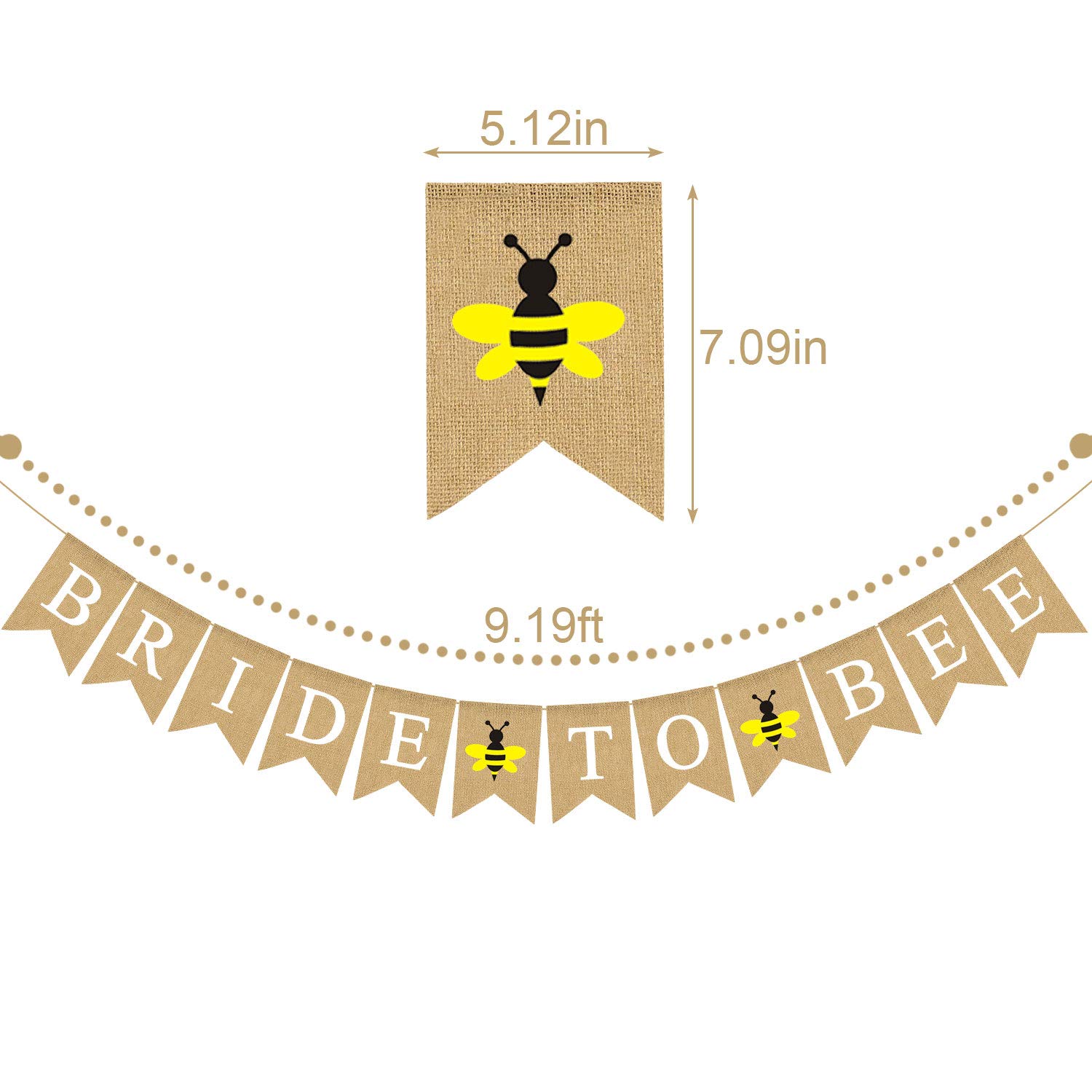 Rainlemon Bride to Bee Banner Jute Burlap Bridal Shower Wedding Bunting Garland Decoration
