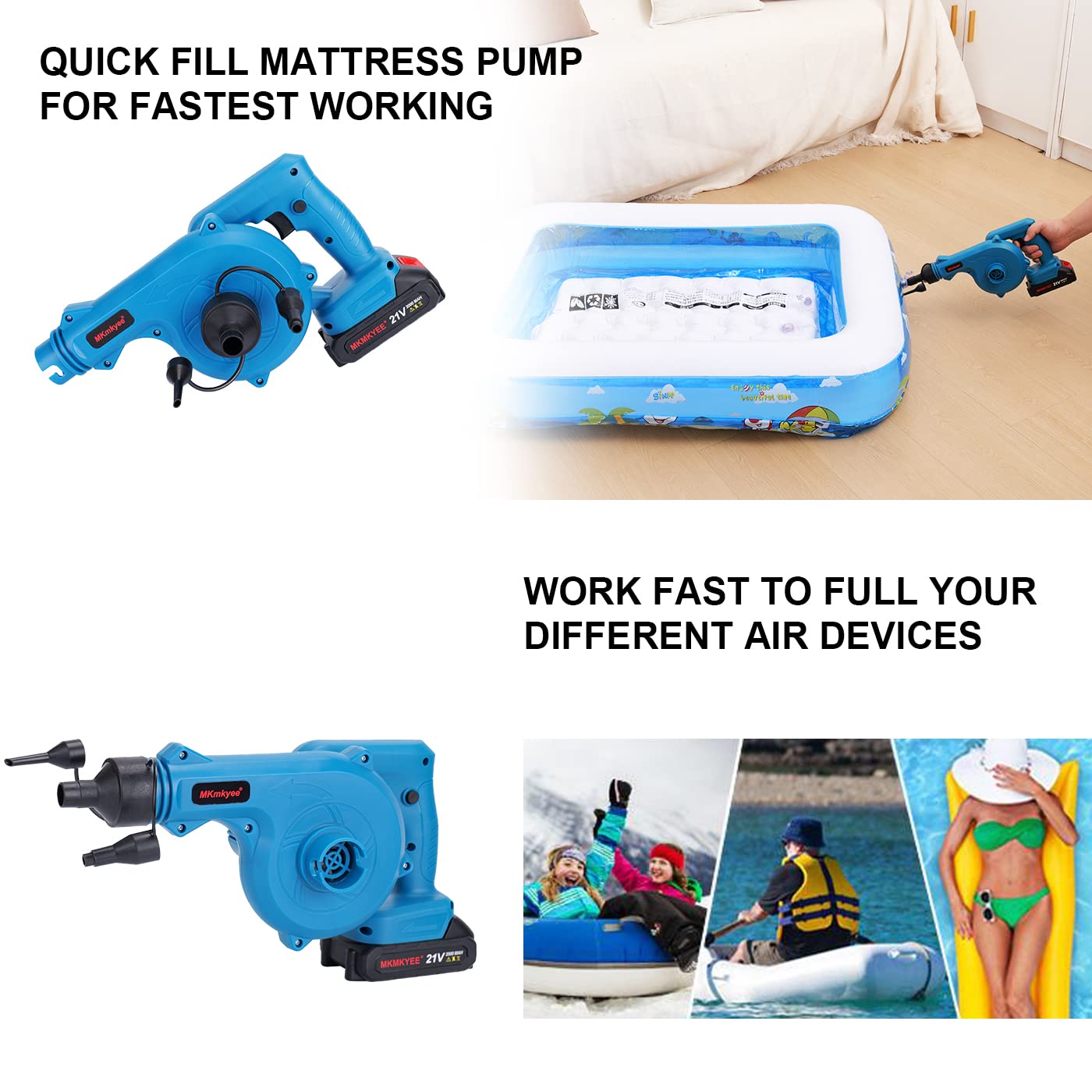 Cordless Blower,3- in-1 Portable Mini Air Blower 21v Lithium Battery,Small Dust Cleaner for Inflatable,Fans,Lily Windows,Keyboards,Cars by MKMKYEE