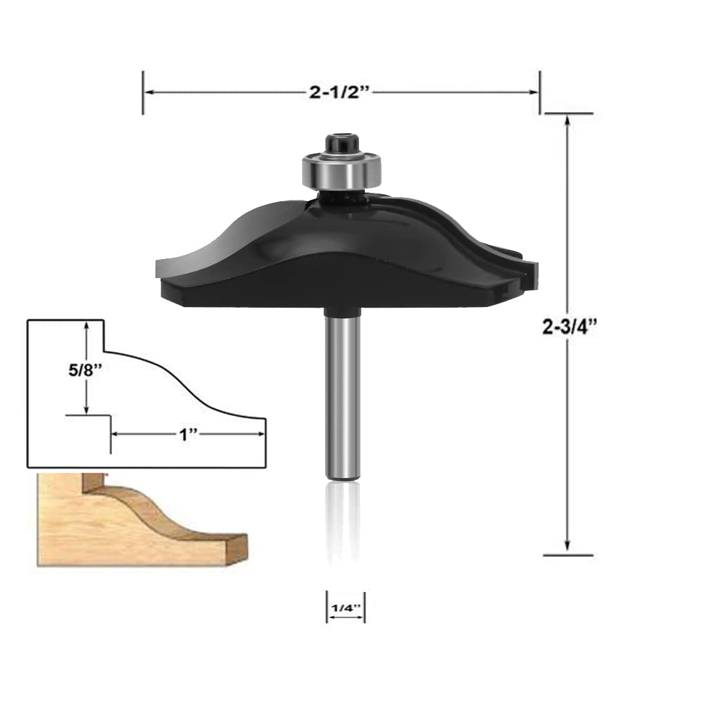 LEATBUY 3PCS Router Bit Set 1/4-Inch Shank, Round Over Raised Panel Cabinet Door Ogee Rail and Stile Router Bits, Woodworking Wood Cutter, Wood Carbide Milling Tool(1/4-Line)