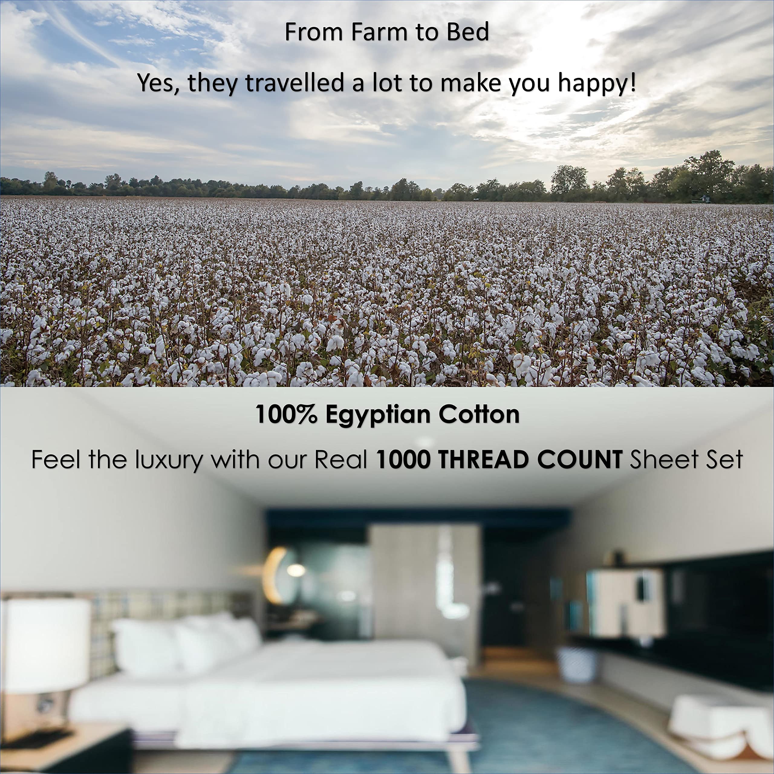 Real 1000-Thread-Count, 100% Certified Egyptian Cotton |5 PC Split King Size, Plum Color| Split Sheet Set for Adjustable Bed, Fits Mattresses upto 18" Deep Pockets, Soft Silky Sateen Weave