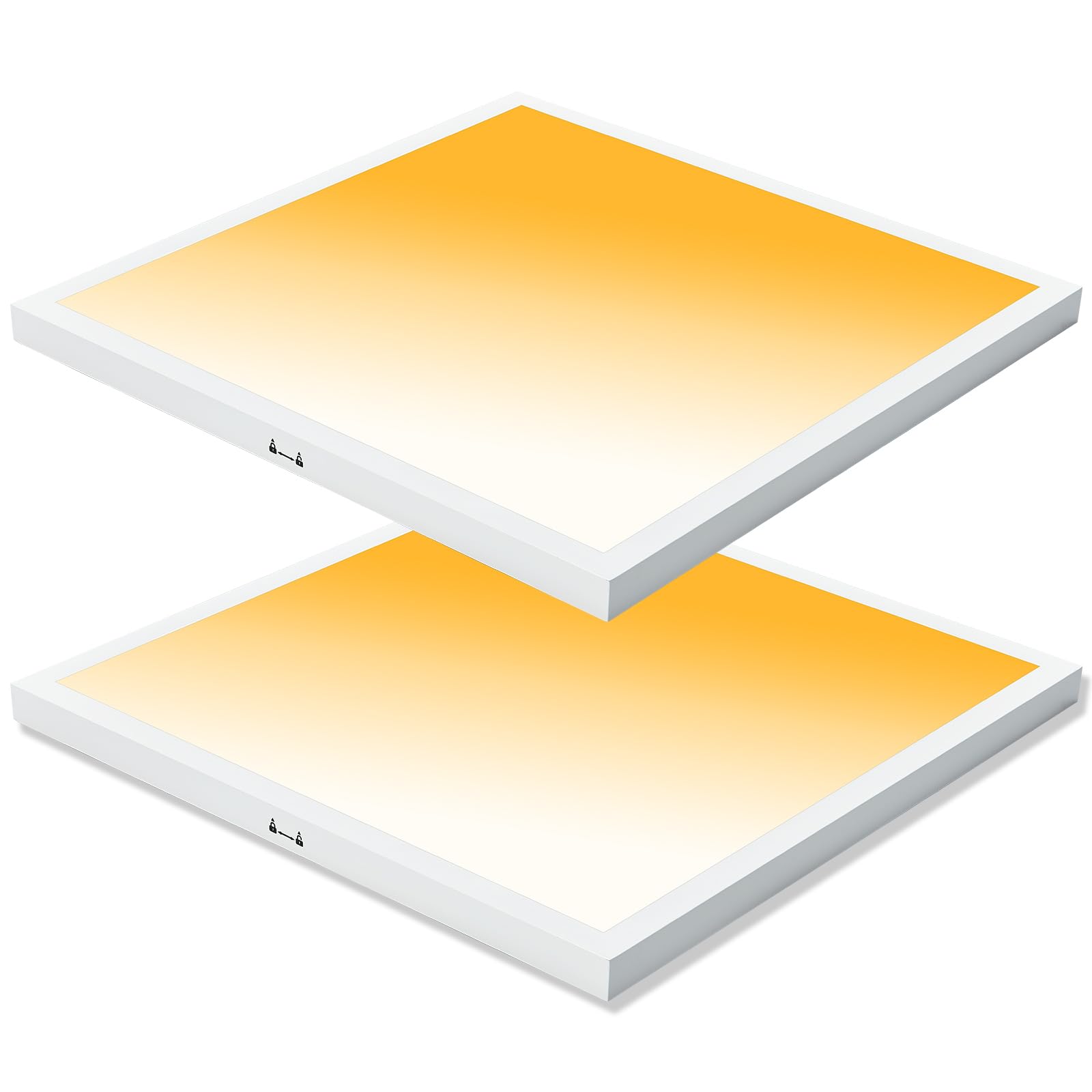 Mcacggo 2x2 LED Flat Panel Light Surface Mount, 40W-30W-20W & 3000K-4000K-5000K Selectable, 0-10V Dimmable, 24 Inch Square Flush Mount Ceiling Fixture for Kitchen, Shop, 100-277V, ETL, 2 Pack