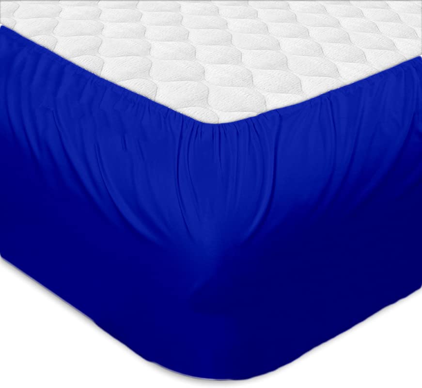 Gold Moon 650-Thread-Count 100% Egyptian Cotton King Size Sheet Set, Super Soft, Breathable, Solid Sateen Finish, 4 Piece Set, 18" Deep Pocket, Royal Blue
