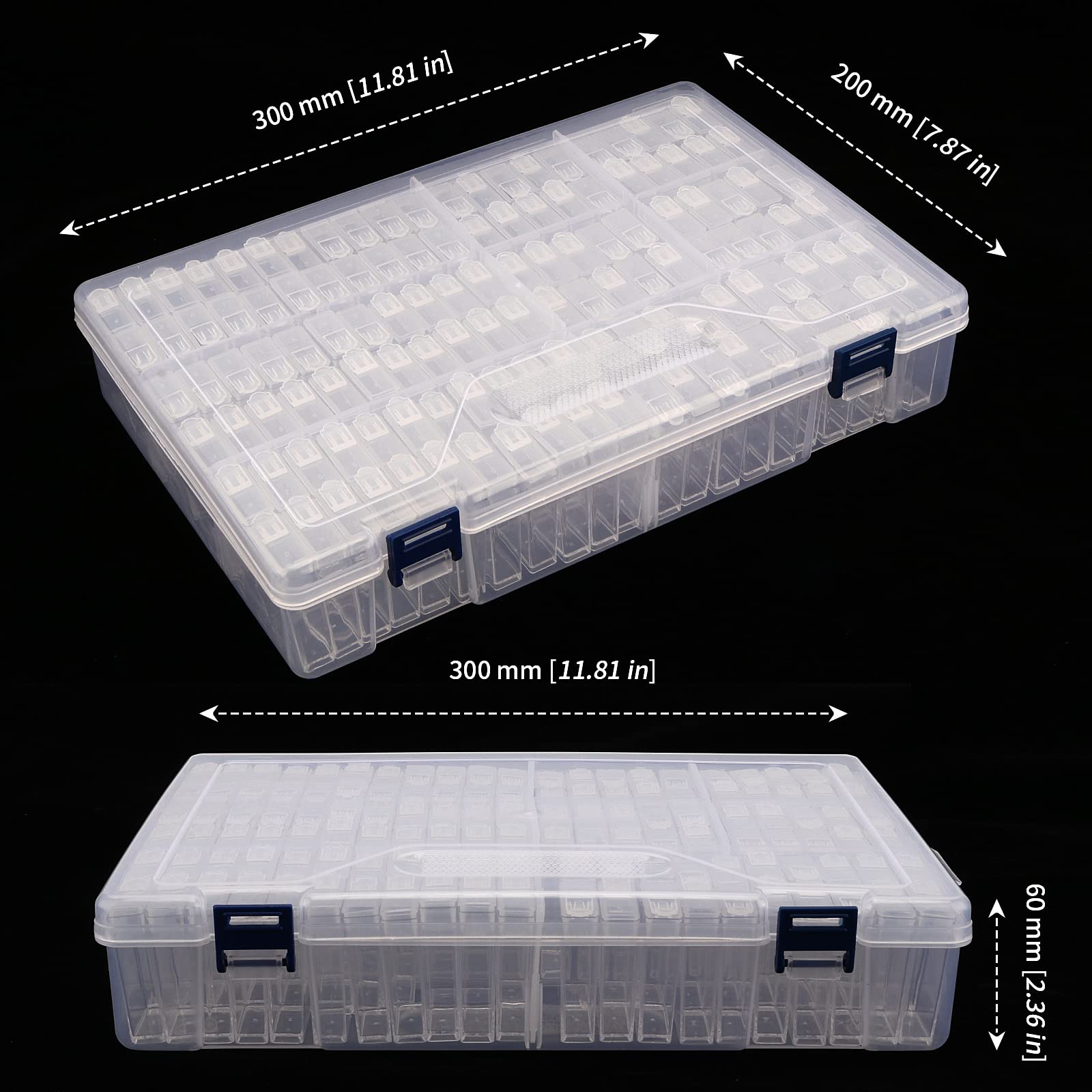 MANCHAP 120 Grids Diamond Painting Storage Containers, Art Craft Beads Organizer Box for Beads, Nails, Rhinestones, Label Stickers Included, Clear