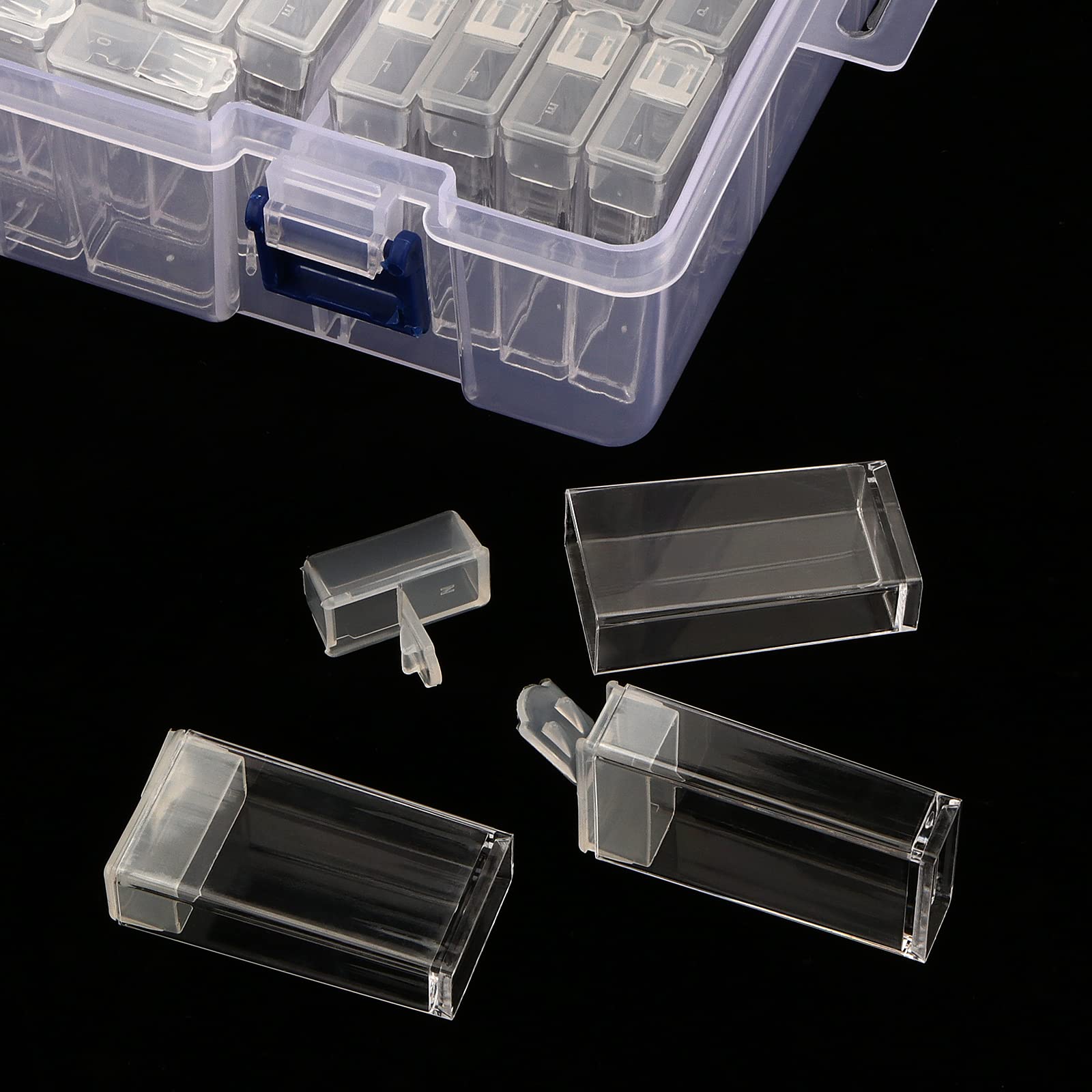 MANCHAP 120 Grids Diamond Painting Storage Containers, Art Craft Beads Organizer Box for Beads, Nails, Rhinestones, Label Stickers Included, Clear