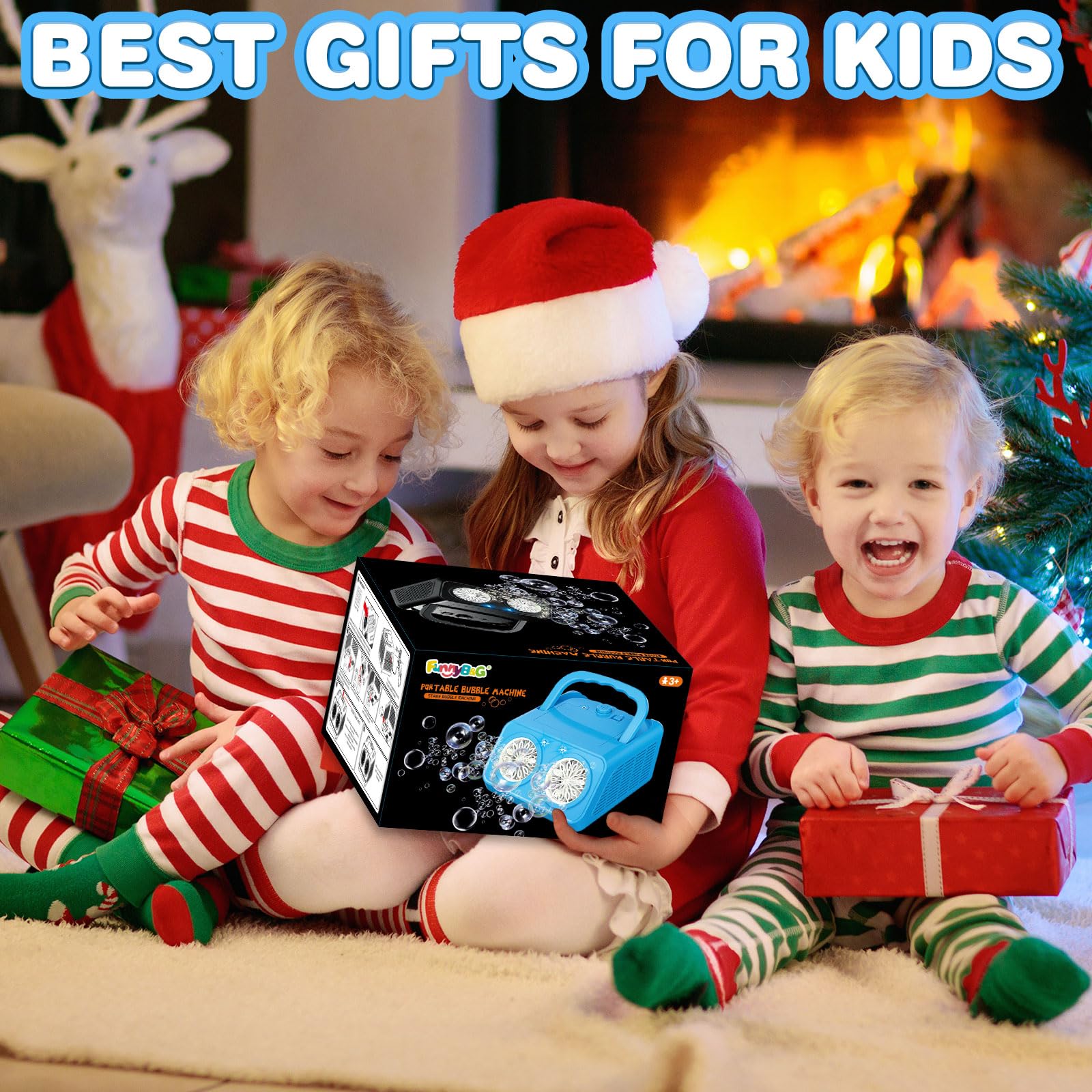 Kids Bubble Machine Automatic Bubble Blower - FUNNYB&G Bubble Maker 16000+ Bubbles Per Minute Bubble Toy for Parties Outdoor Wedding Christmas Birthday (Operated by Plugin or Batteries)