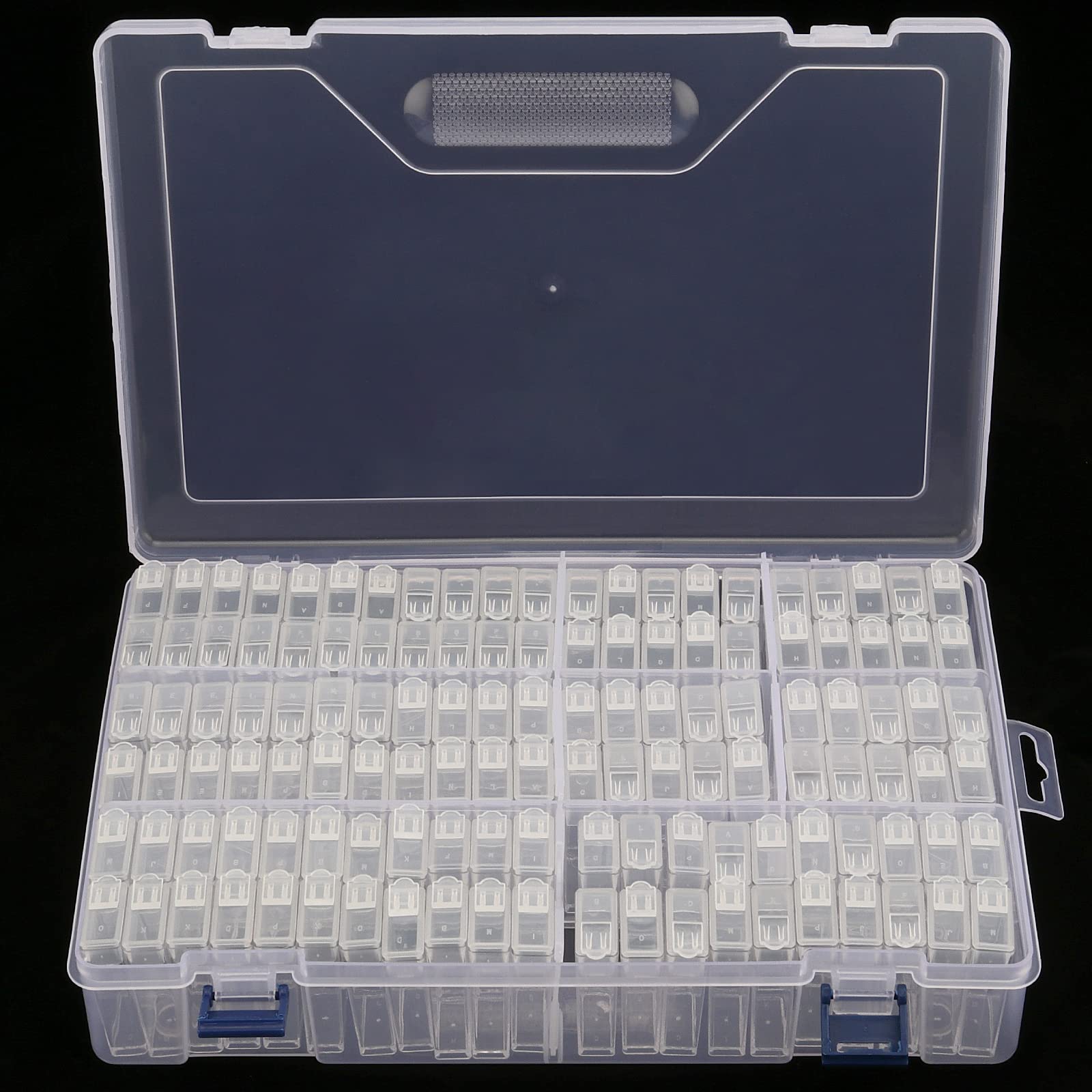 MANCHAP 120 Grids Diamond Painting Storage Containers, Art Craft Beads Organizer Box for Beads, Nails, Rhinestones, Label Stickers Included, Clear