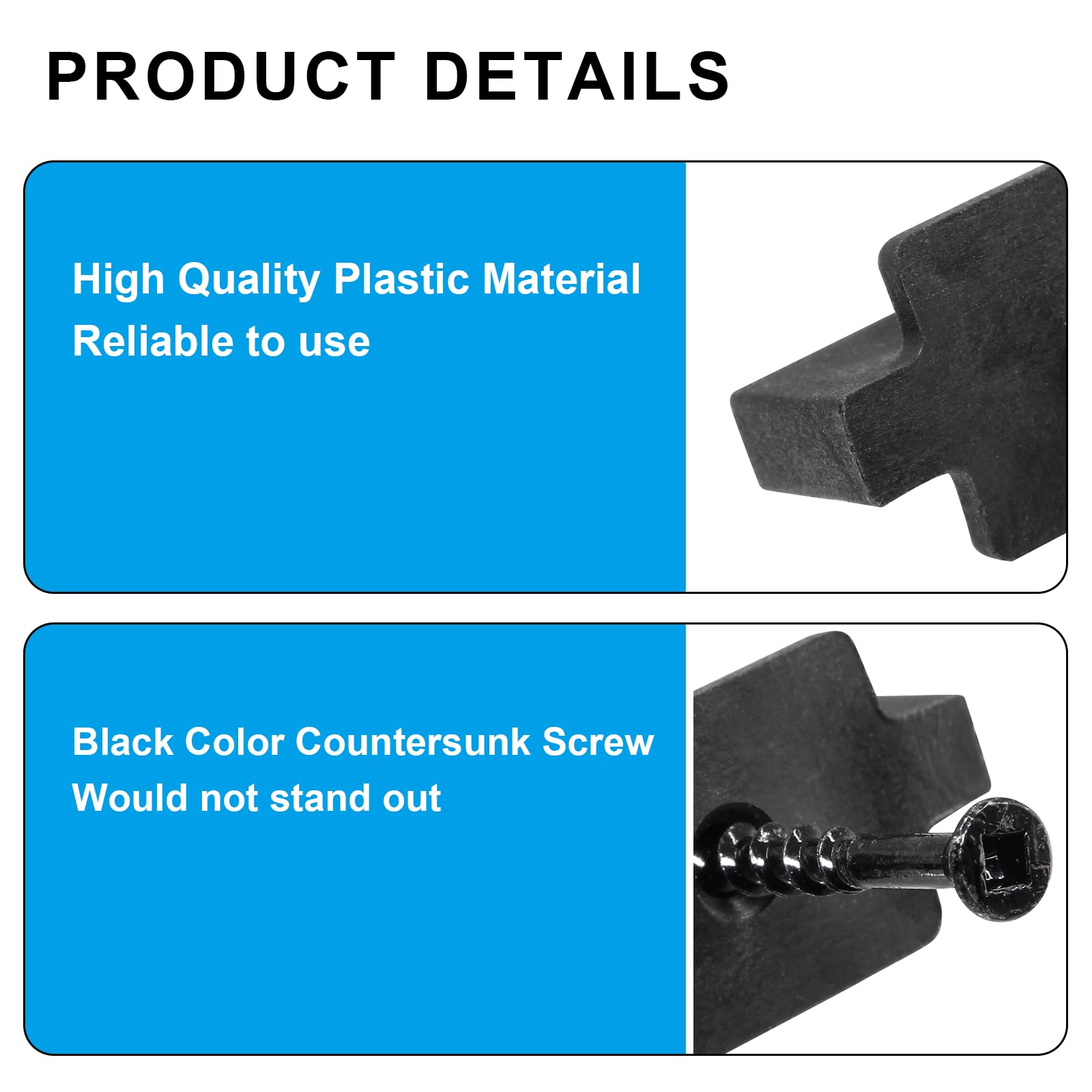 LifCratms 100Pcs Hidden Fasteners Clips for Deck Fastening, Black Nylon Plastic T Clips with Metal Screws for Composite Decking Boards Universal Deck Fastener Clips System