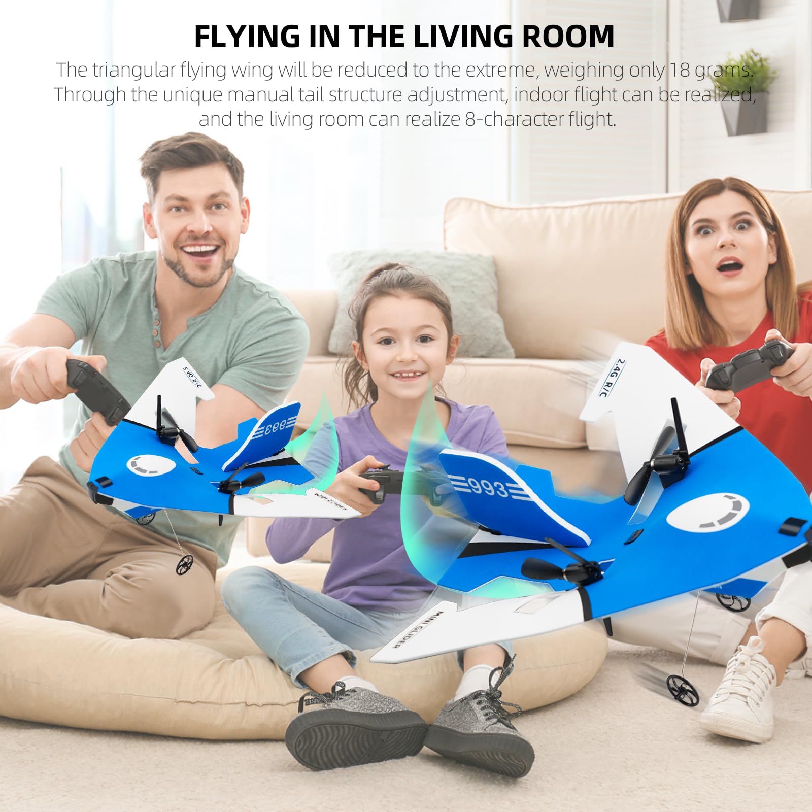 QI XING QX 2 CH Remote Control Airplane, 2.4Gh RC Airplane with Light Strip, RC Plane Ready to Fly, Easy to Fly RC Plane for Kids & Beginner,2023 You can Fly Any time Any Place (Blue)
