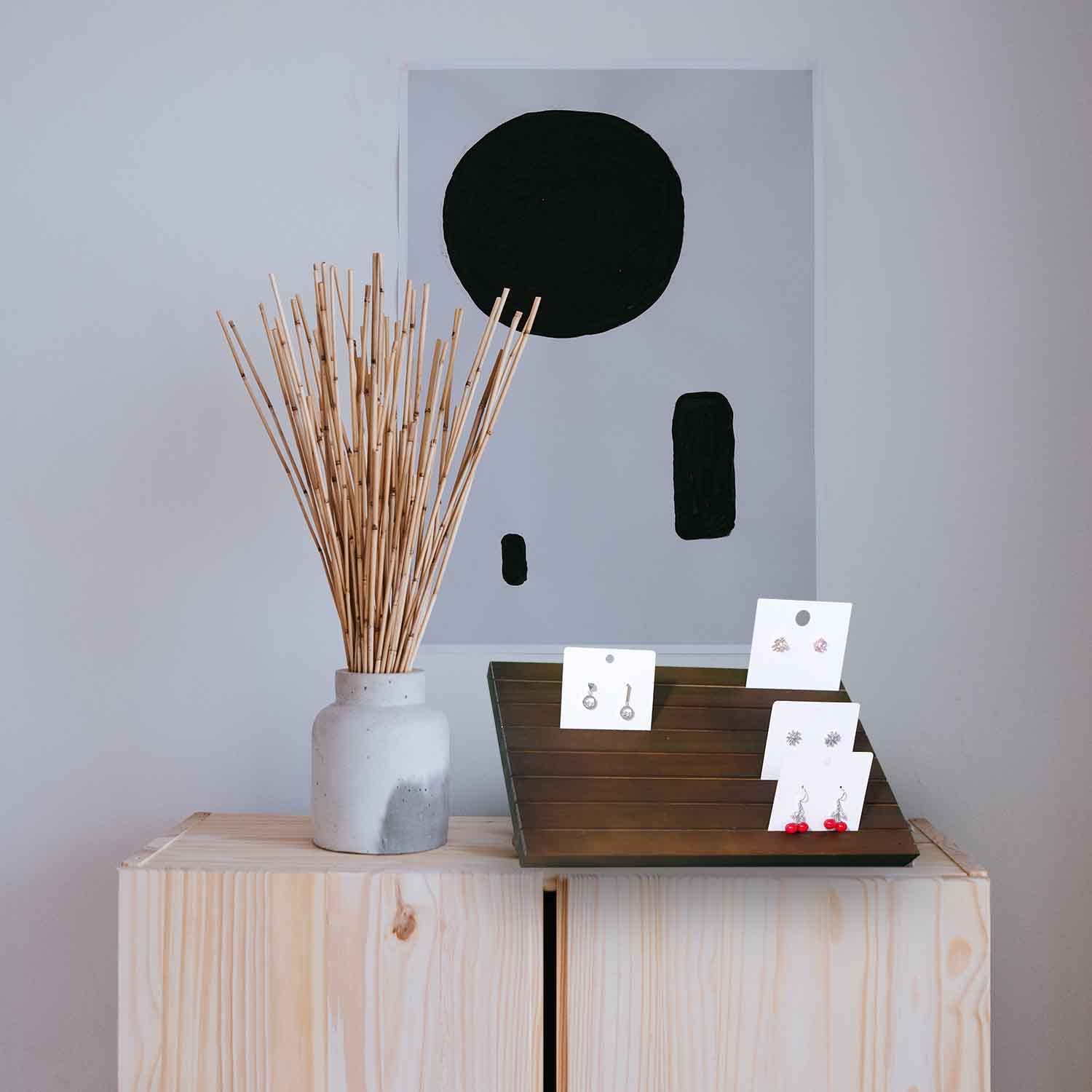 LUBANHAND Wooden Portable Earring Display Stand Greeting card Business Card display Stand Earring card holder display stand for vendors Earring Cardboard for Selling
