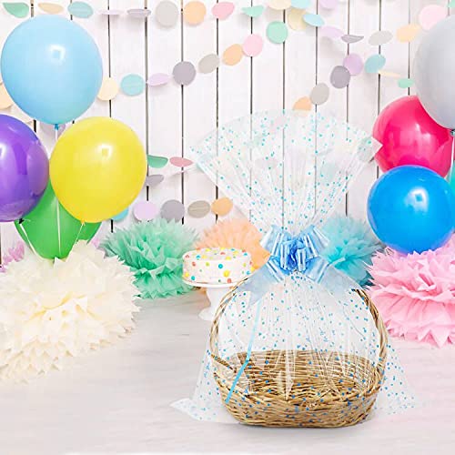 Yotelab Easter Large Cellophane Bags, Blue Heart Cellophane Wrap for Gift Basket, 22x33 Inches,10 Pieces Cellophane Gift Bags