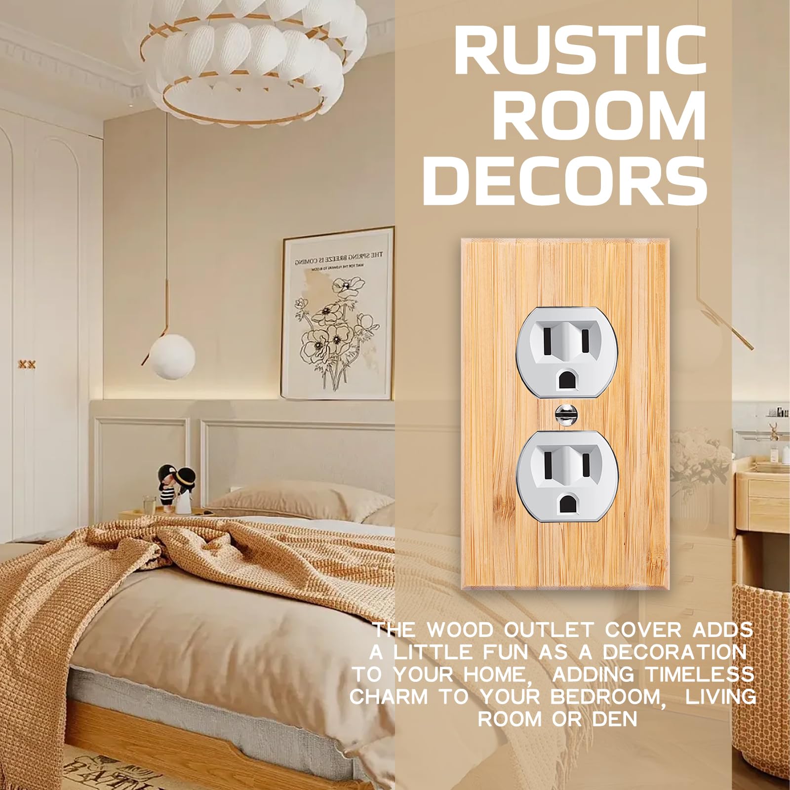 10 Pieces Wood Double hole Outlet Light Switch Plate 4.5" X 2.76" Raw Wood Wallplate Bamboo Light Switch Cover Quality Wallplate Wooden Electrical Decor (Double hole Outlet)