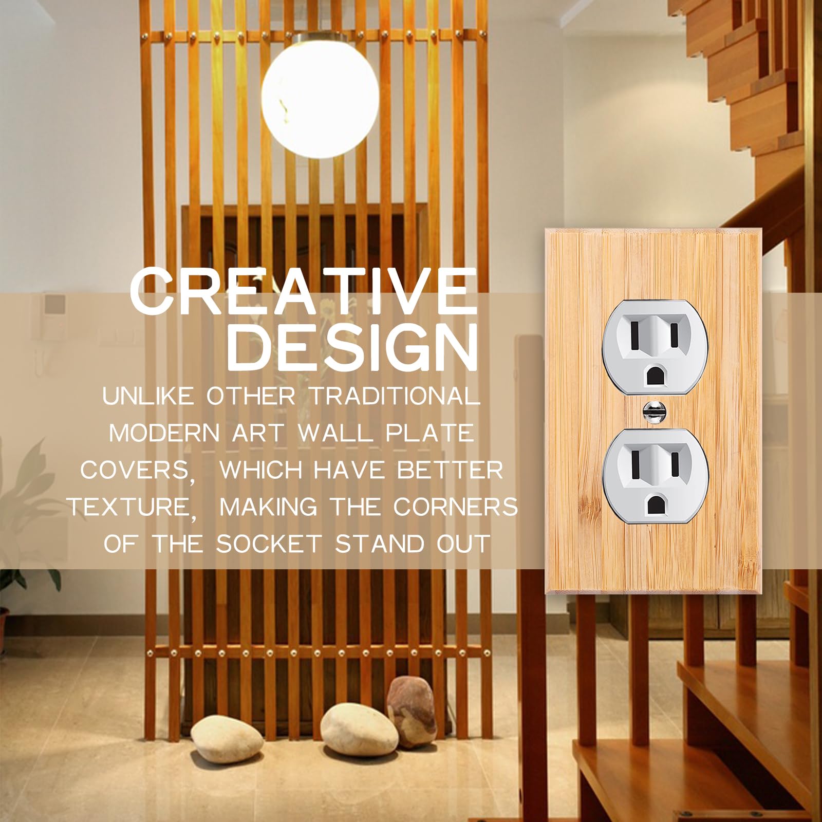 10 Pieces Wood Double hole Outlet Light Switch Plate 4.5" X 2.76" Raw Wood Wallplate Bamboo Light Switch Cover Quality Wallplate Wooden Electrical Decor (Double hole Outlet)