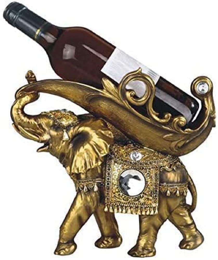 ICE ARMOR George S. Chen Imports Golden Thai Elephant Wine Holder 11 1/4" Wide Statue Figurine (7888216)
