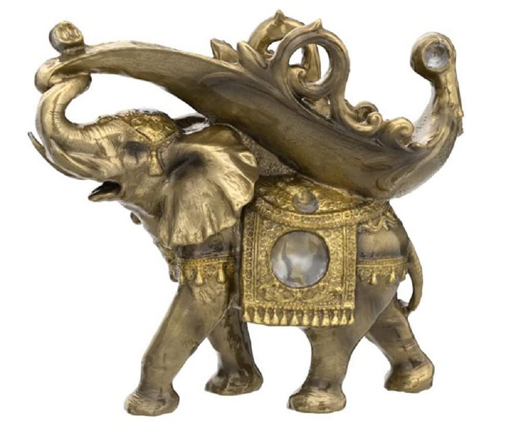 ICE ARMOR George S. Chen Imports Golden Thai Elephant Wine Holder 11 1/4" Wide Statue Figurine (7888216)