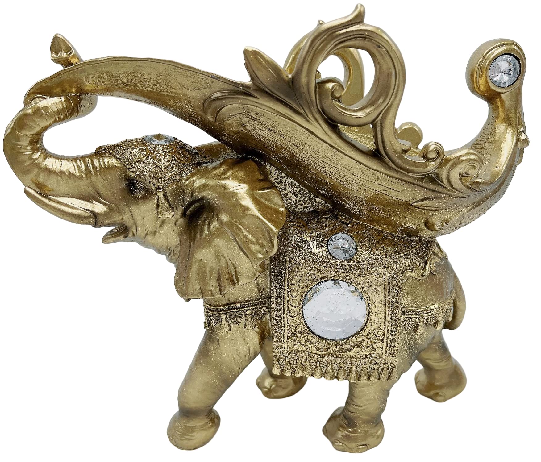 ICE ARMOR George S. Chen Imports Golden Thai Elephant Wine Holder 11 1/4" Wide Statue Figurine (7888216)