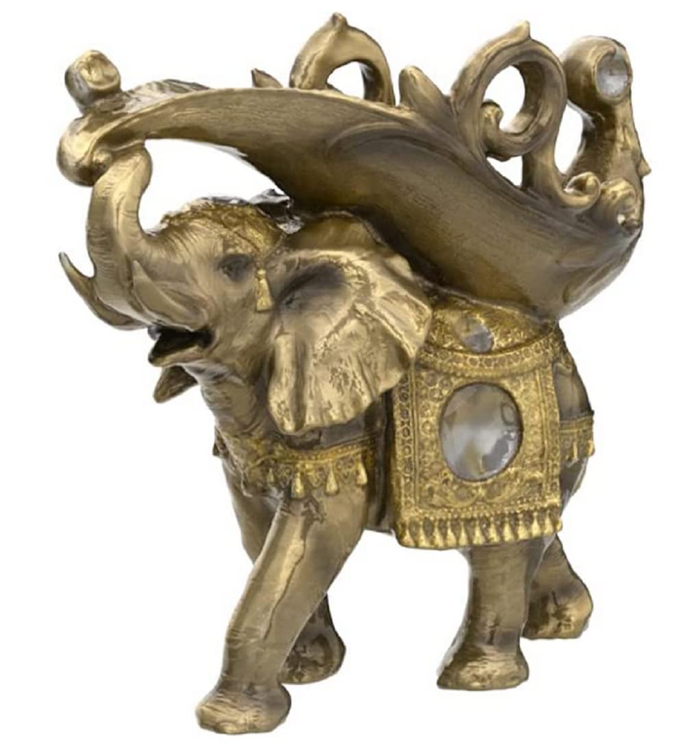 ICE ARMOR George S. Chen Imports Golden Thai Elephant Wine Holder 11 1/4" Wide Statue Figurine (7888216)