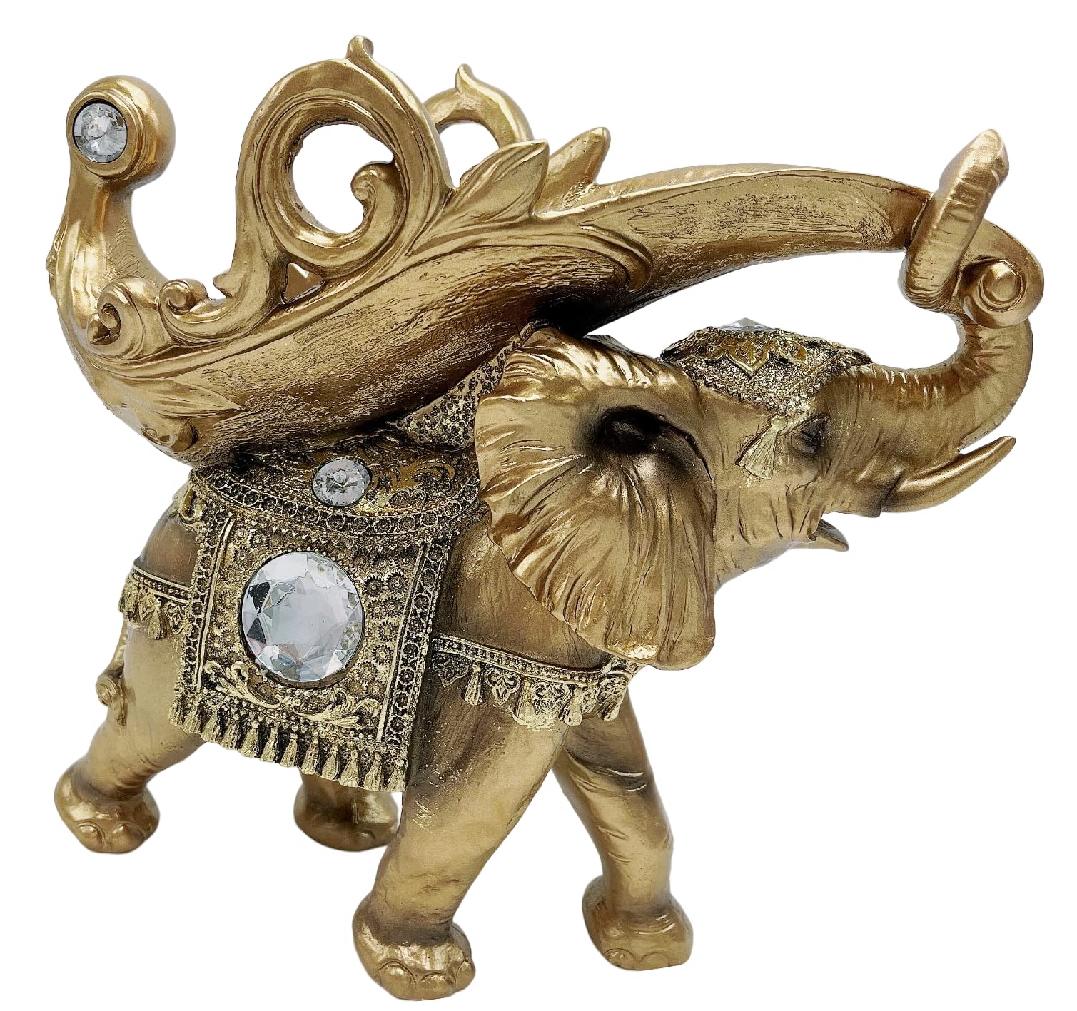 ICE ARMOR George S. Chen Imports Golden Thai Elephant Wine Holder 11 1/4" Wide Statue Figurine (7888216)