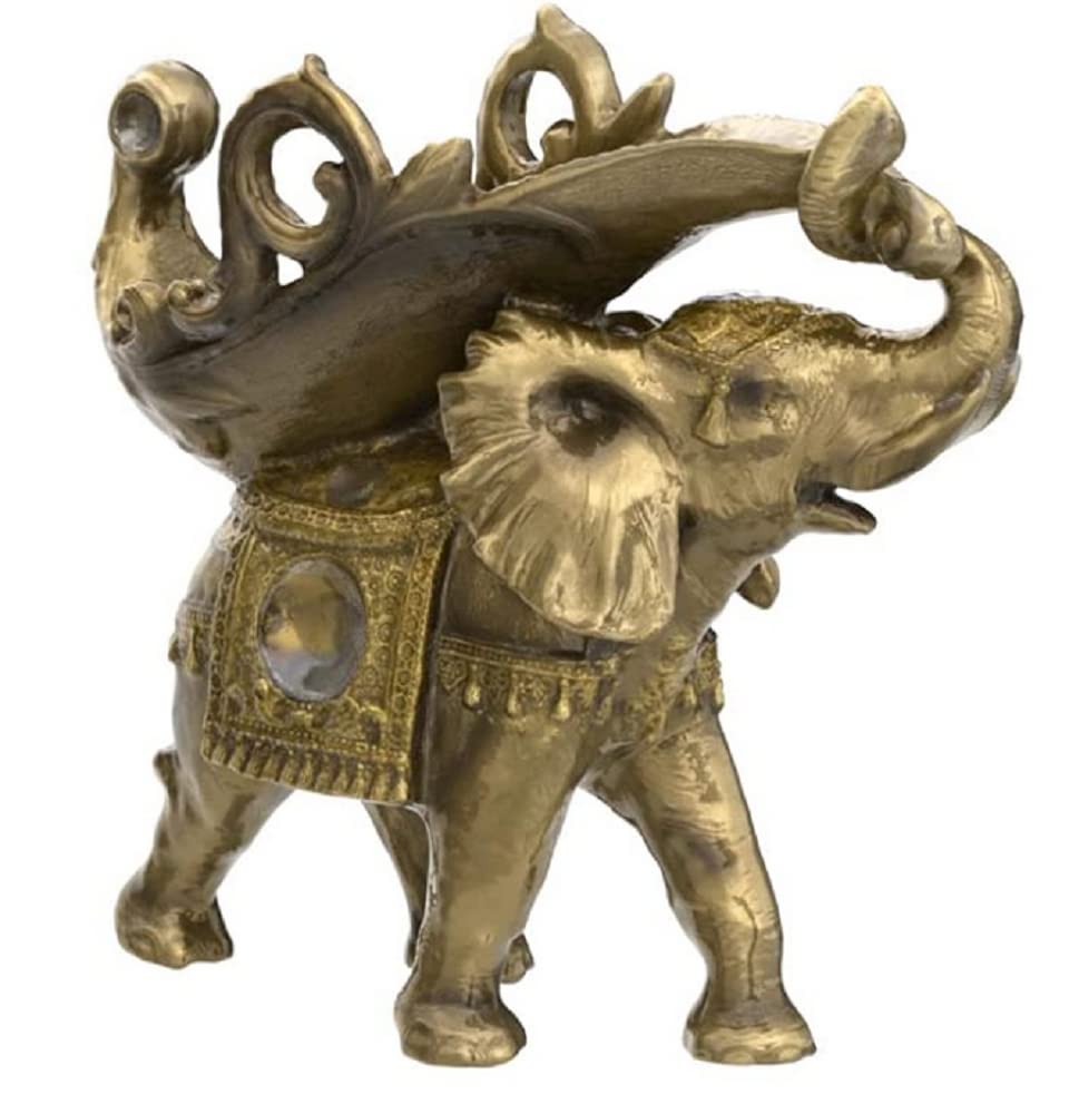 ICE ARMOR George S. Chen Imports Golden Thai Elephant Wine Holder 11 1/4" Wide Statue Figurine (7888216)
