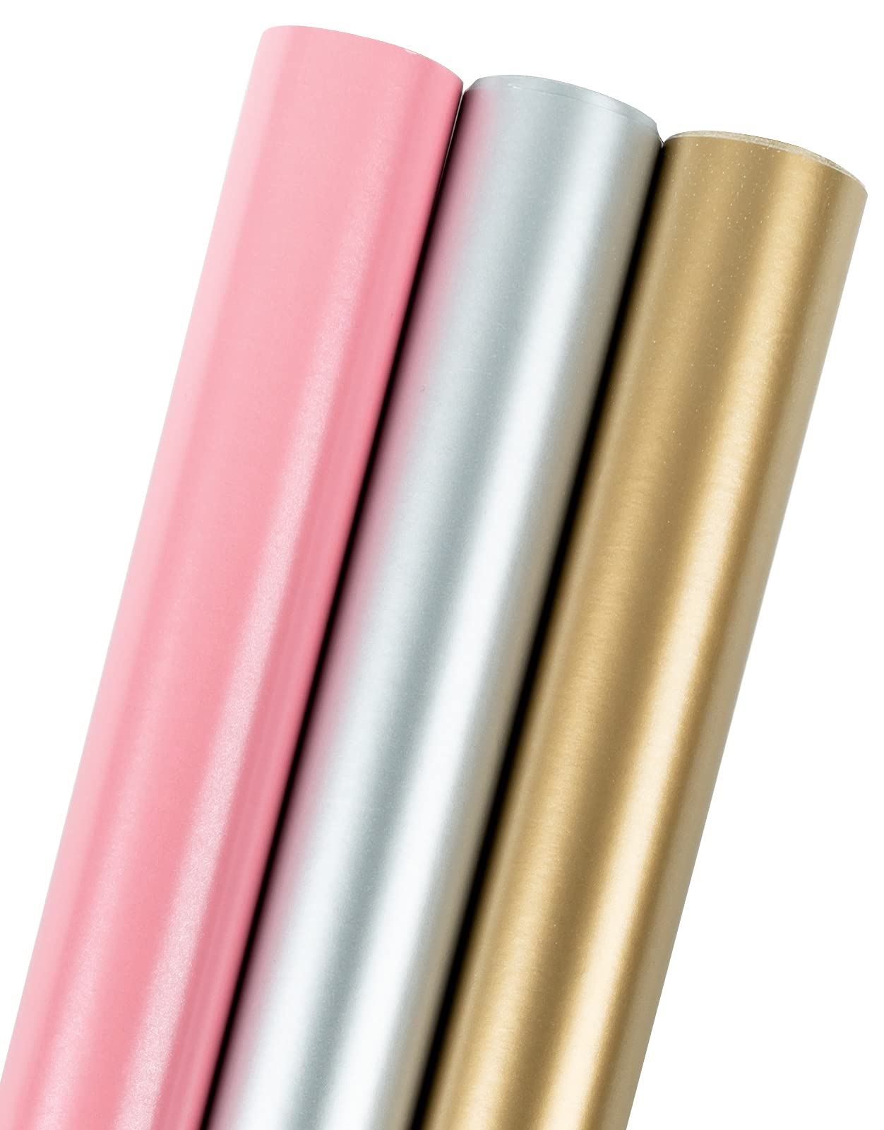 MAYPLUSS Wrapping Paper Roll - Mini Roll - 17.3 inch X 120 inch Per roll - Solid Matte Pink/Silver/Golden Design (43.2 sq.ft.ttl)