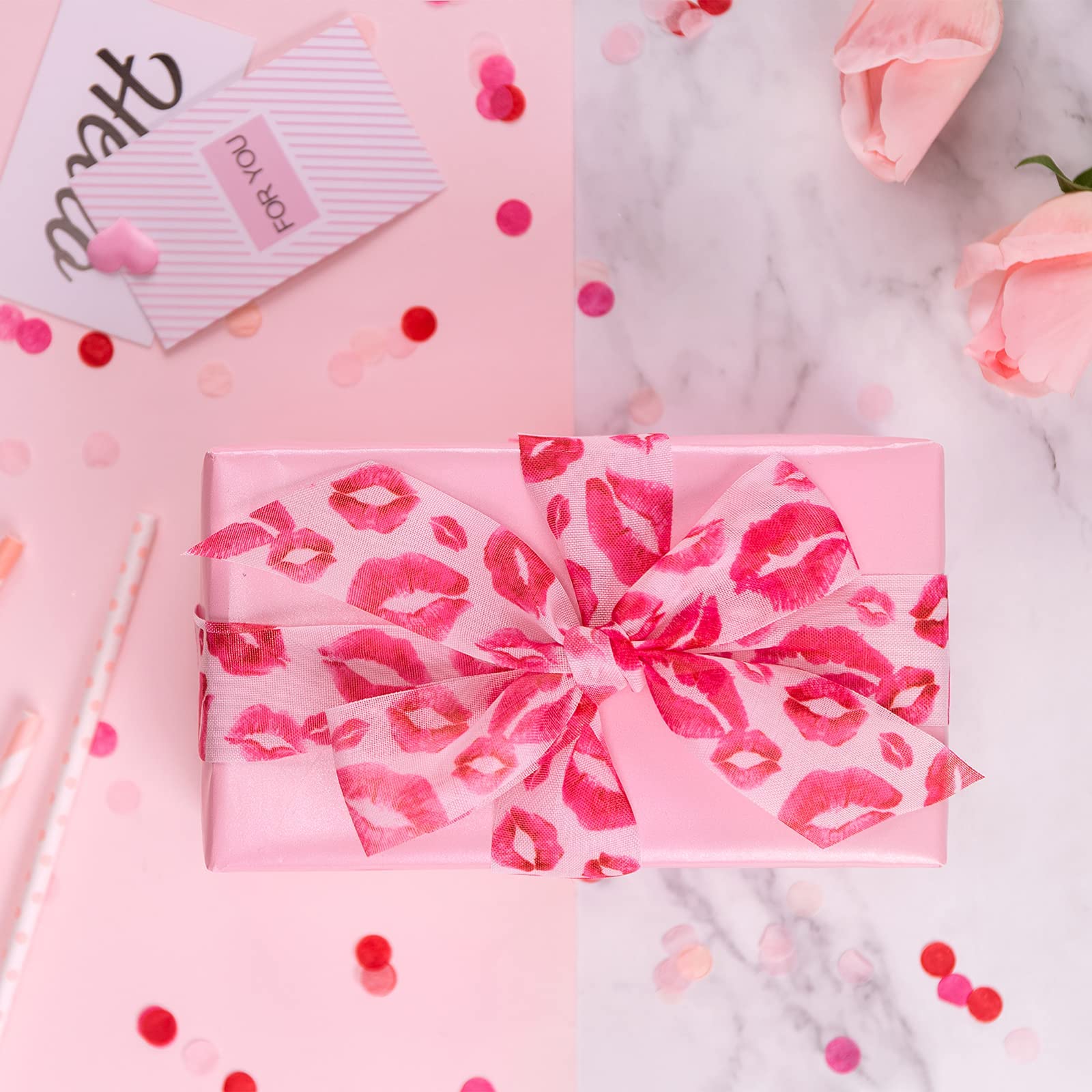 MAYPLUSS Wrapping Paper Roll - Mini Roll - 17.3 inch X 120 inch Per roll - Solid Matte Pink/Silver/Golden Design (43.2 sq.ft.ttl)