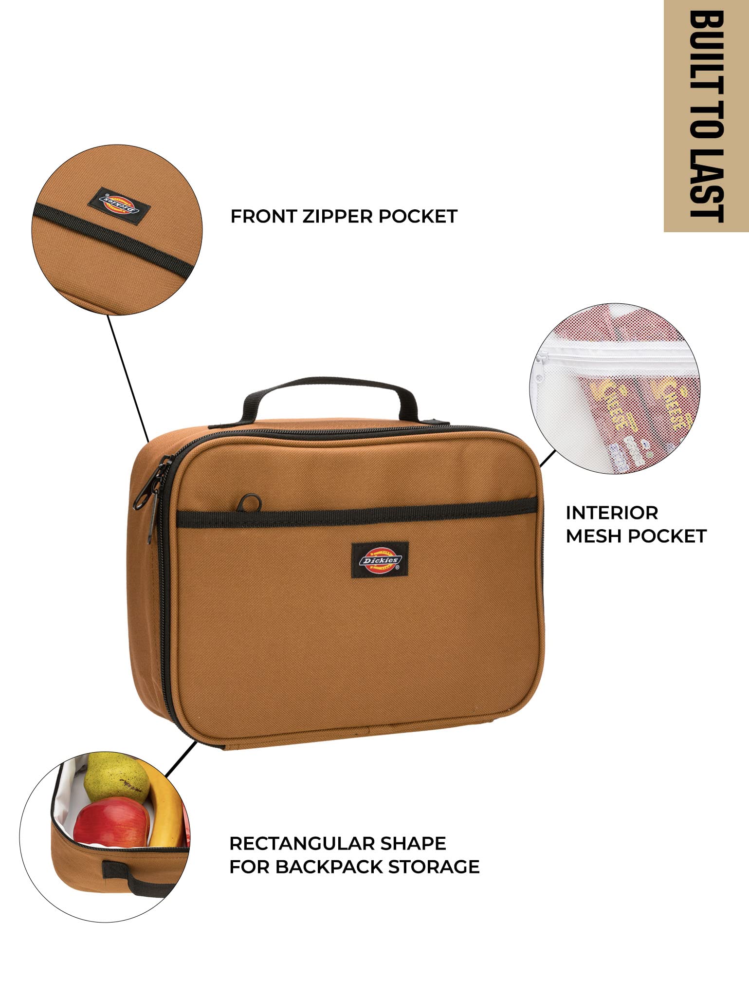 Dickies Kids Insulated Lunch Bag for School, Thermal Reusable Lunch Box for Kids, Boys, Girls (Black)