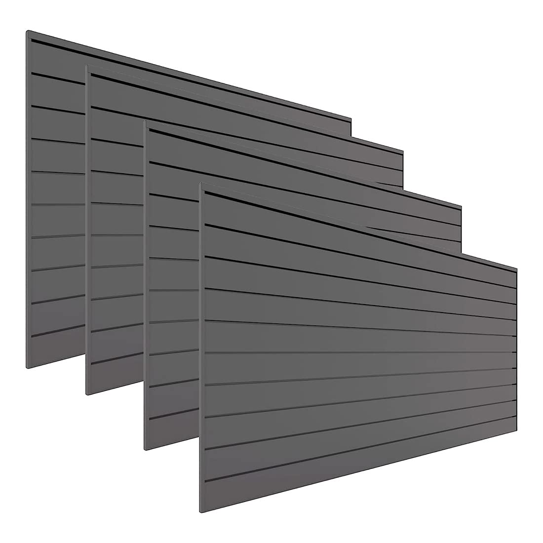 Proslat Garage Storage PVC Slatwall Panels - 4 Packs of 8 ft. x 4 ft. Sections (40 Single Slats which make up 128 sq.ft) (Charcoal) (Dark Gray)