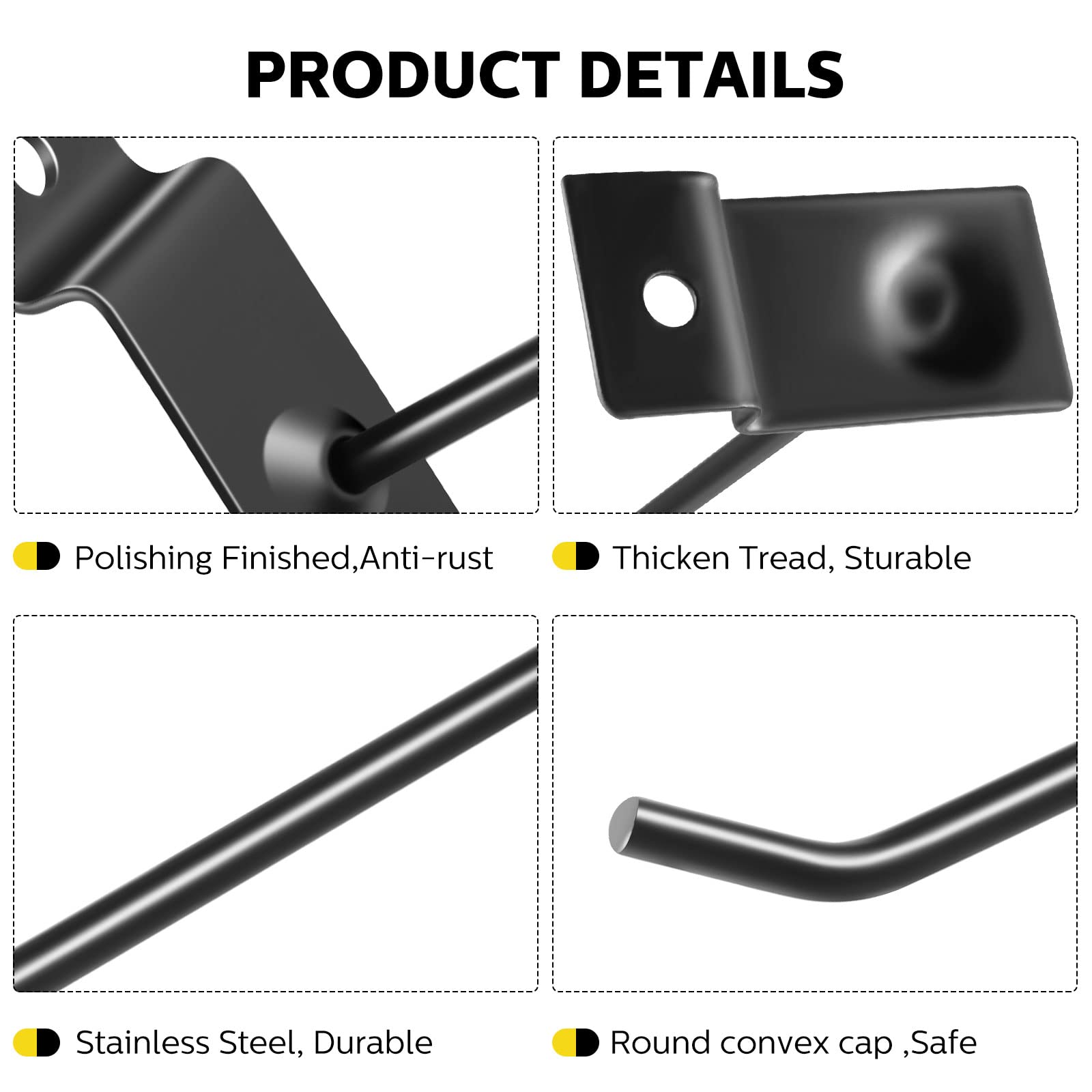 Moxweyeni 50 Packs Slatwall Hanging Hooks Display Hooks Slatwall Accessories 2", 4", 6", 8" and 10" Black Slatwall Hooks Hangers for Garage Shop Retail