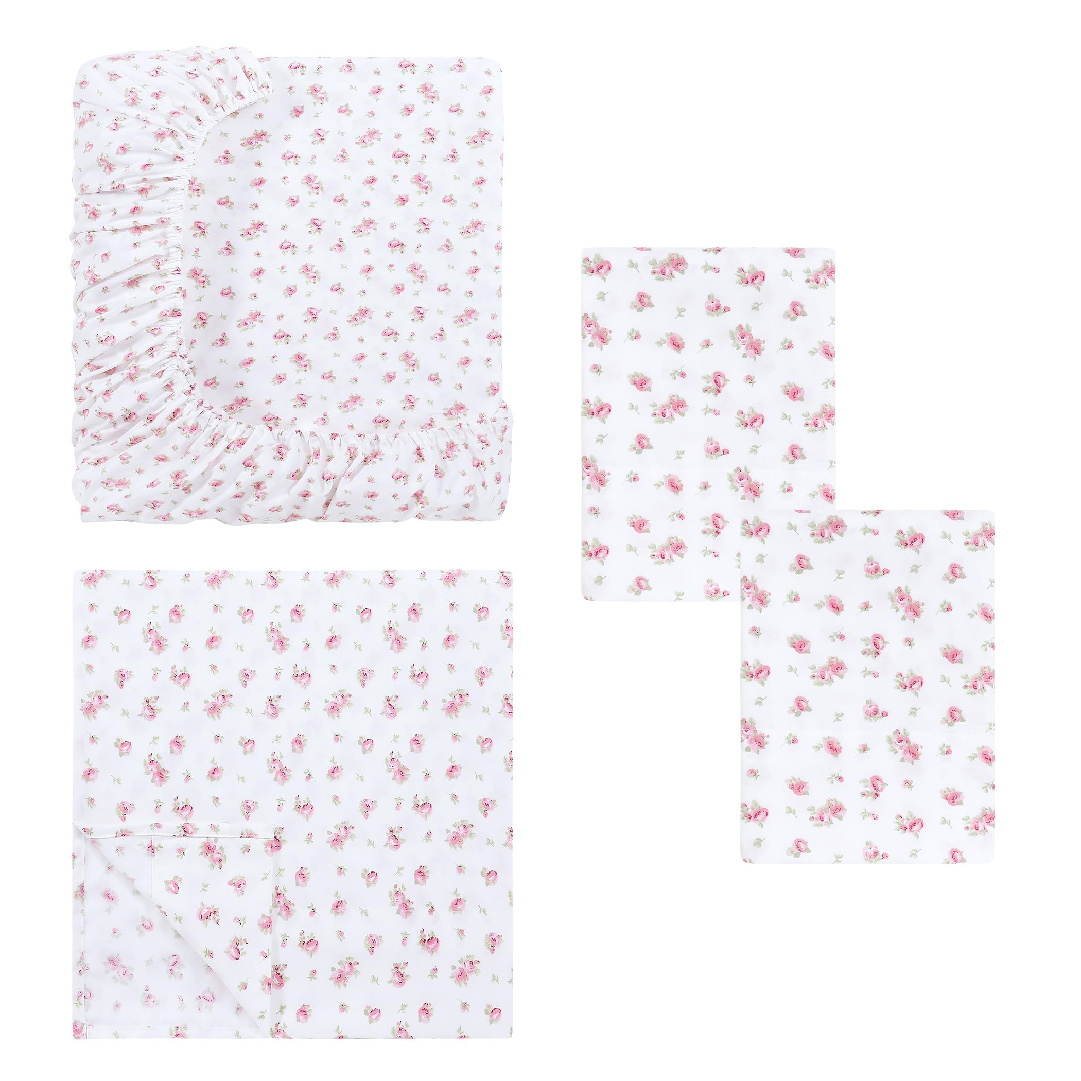Modern Threads Soft Microfiber Printed Sheets - Luxurious Microfiber Bed Sheets - Includes Flat Sheet, Fitted Sheet with Deep Pockets, & Pillowcases Ivory Queen