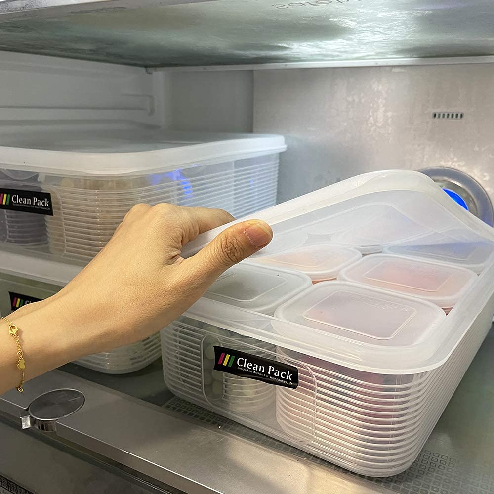 TeTeBak Food Storage Containers with Lids Airtight - 6PCS Removable Individual BPA-Free Plastic Food Containers for Pantry Organization and Storage, Stackable Meal Prep Containers Reusable (6PCS-128OZ-Meal-Prep)