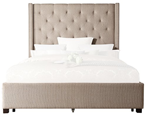Homelegance 5877KBE-1CKDW Fairborn Fabric Upholstered Platform Storage Bed, Cal King, Beige