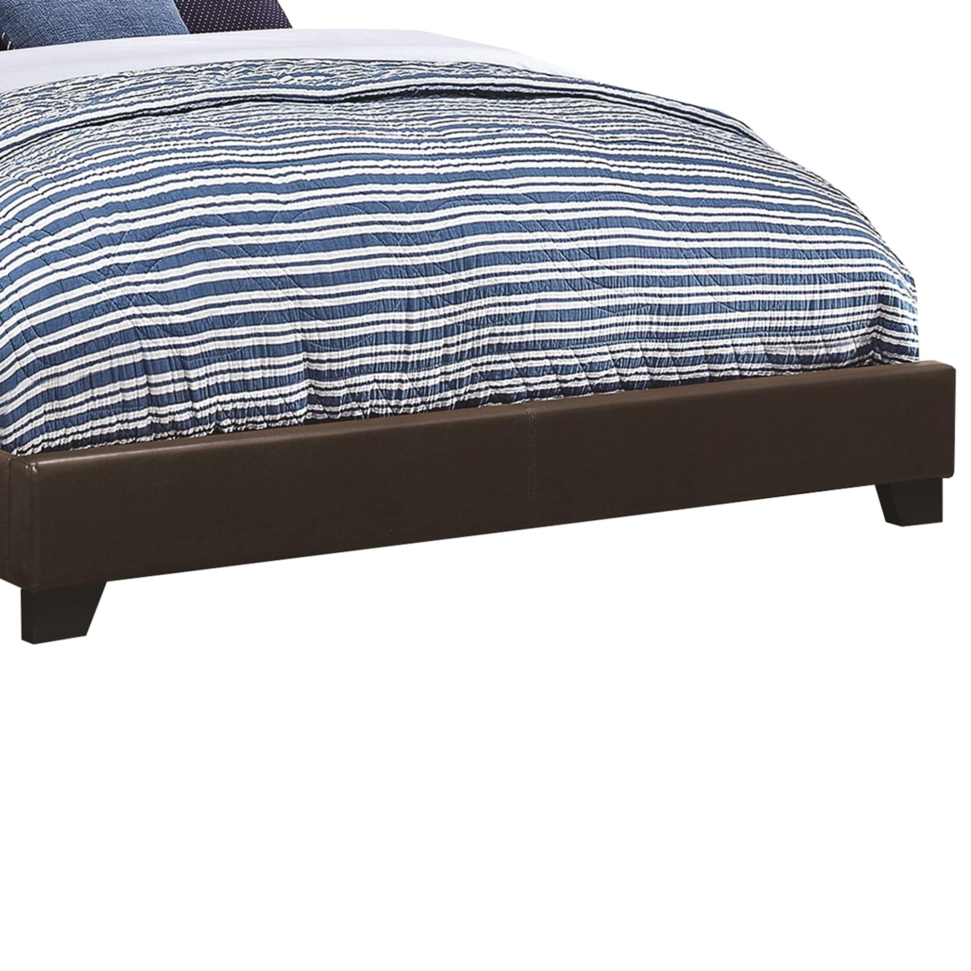 Benjara Leather Upholstered California King Size Platform Bed, Brown