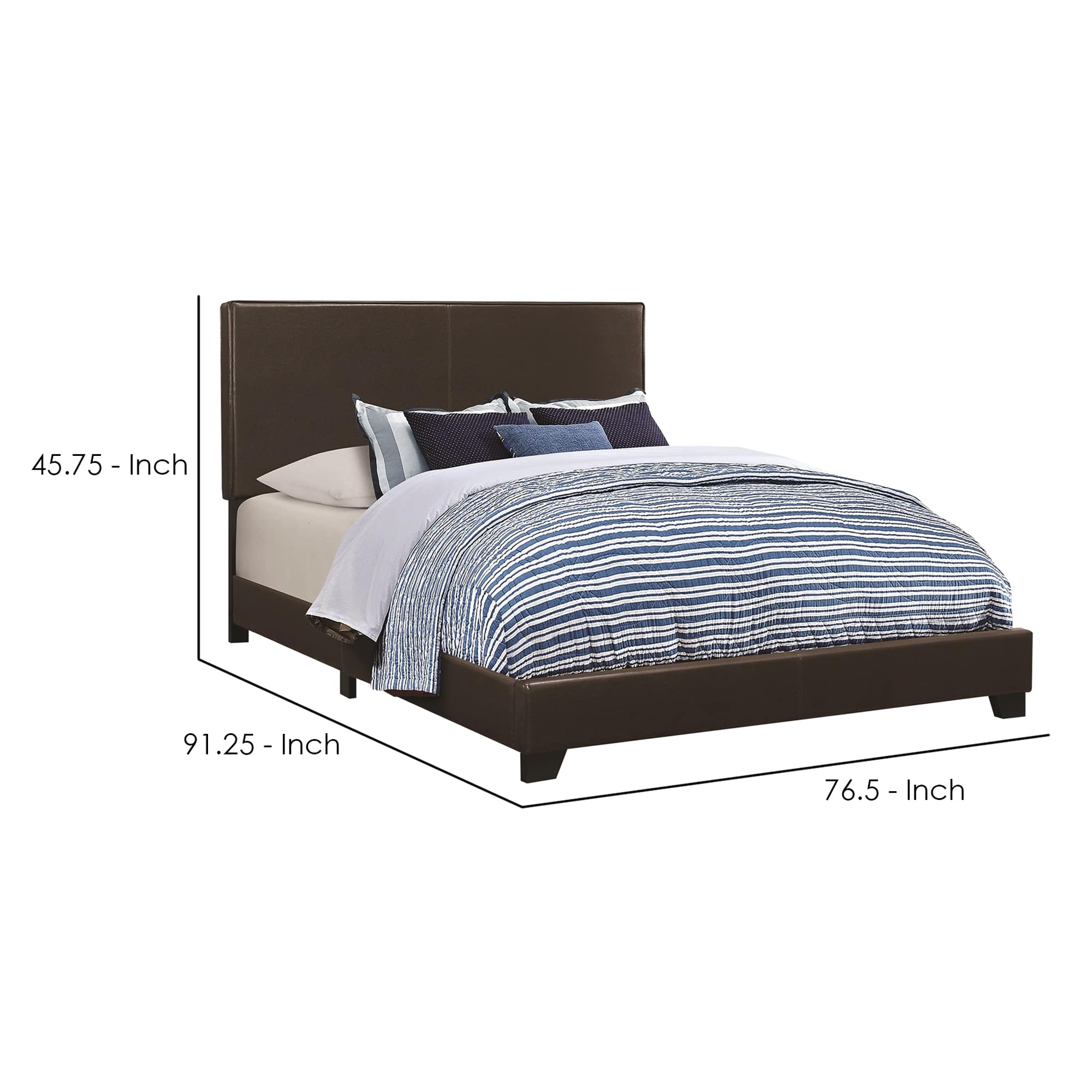 Benjara Leather Upholstered California King Size Platform Bed, Brown