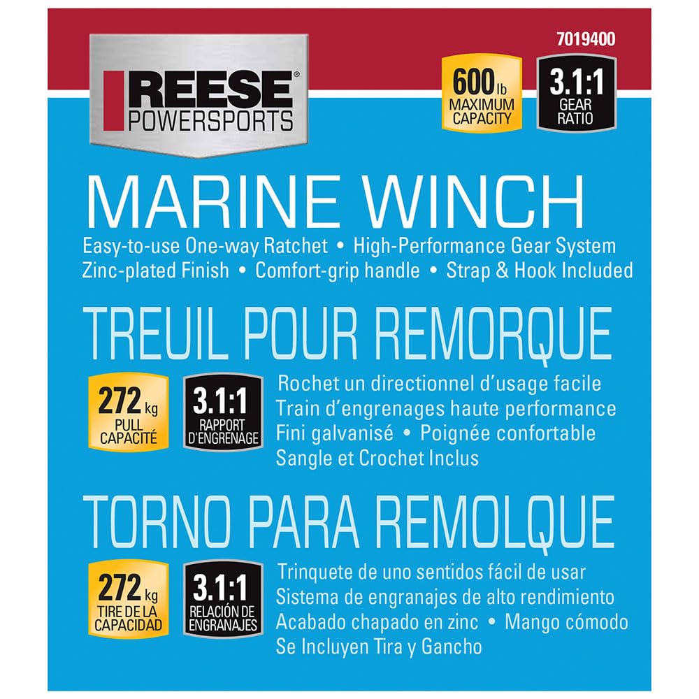 Reese Powersports 7019400 Marine Winch (600 Lb.)