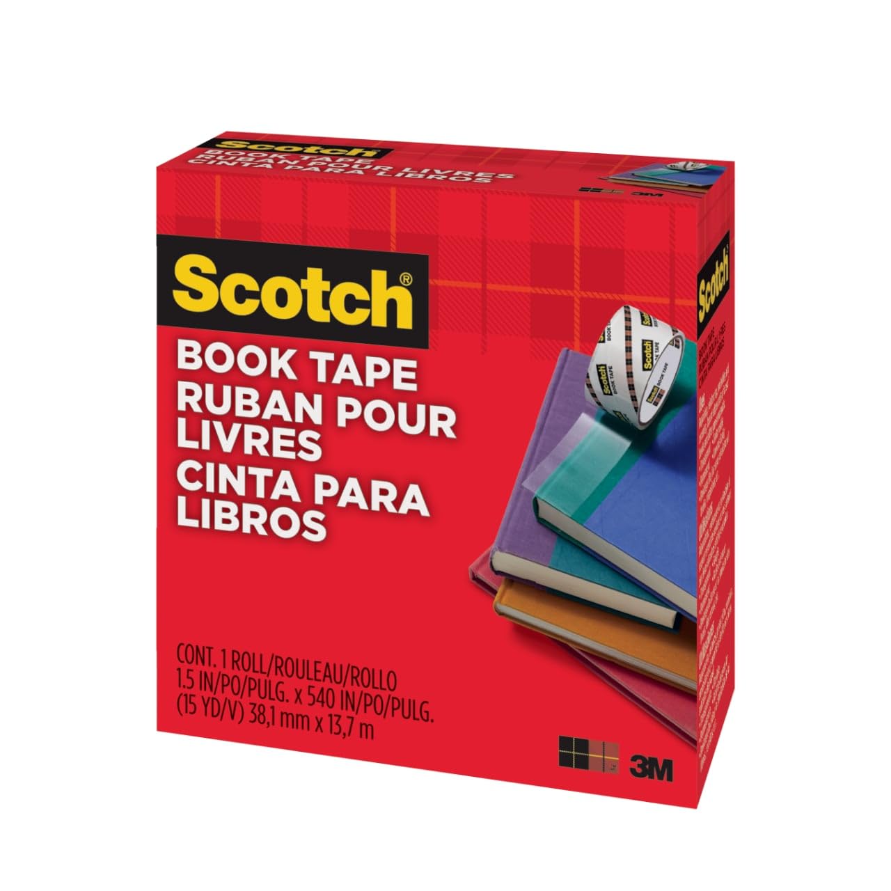 Scotch Book Tape, 1.5 in x 540 in, 1 Roll/Pack, Excellent for Repairing, Reinforcing Protecting, and Covering (845-150)