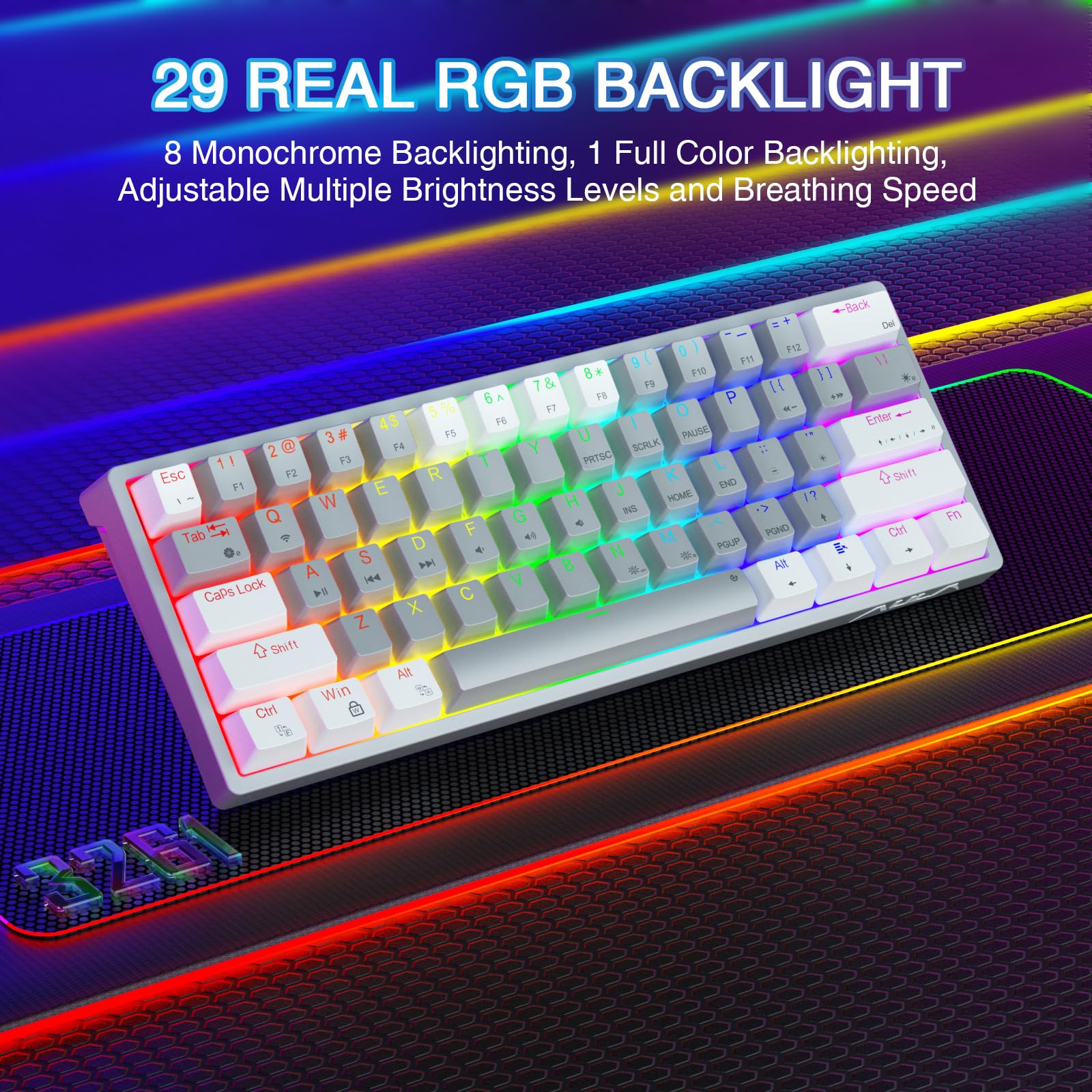 AULA 60 Percent Wired Mechanical Gaming Keyboard, 29 RGB Backlit Custom Hot Swappable Keyboard, Blue Switch 60% Mini Small Compact Keyboard for PC/Mac/Laptop/Wins ββ (Wired Version)