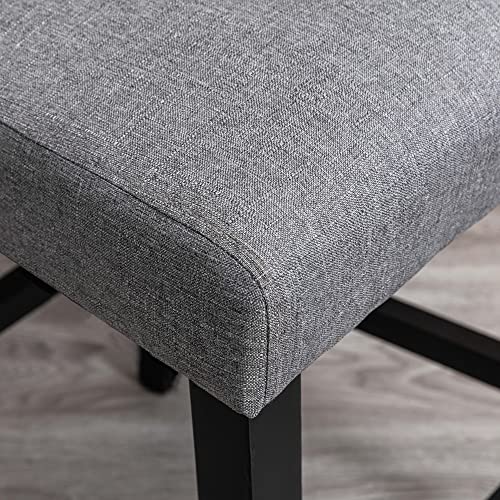 GOTMINSI Counter Height Bar Stool, Classic Upholstered 24 Inches Counter Height Stools Set of 2 barstools with Solid Wood Legs and Grey Fabric