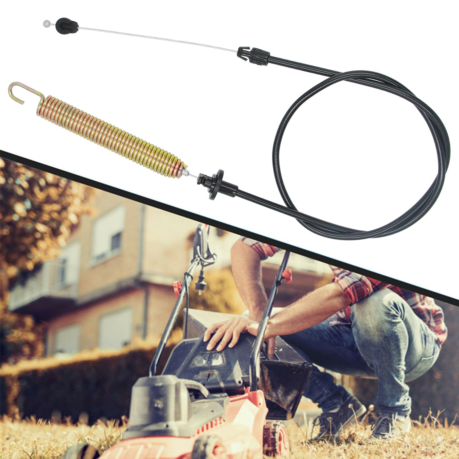 Wanotine 175067 169676 Deck Engagement Cable Replaces Craftsman 532175067 Deck Clutch Cable, Fits Craftsman LT1000 LT2000 DLT3000 Husqvarna AYP Poulan Riding Lawn Mowers with 42'' Deck