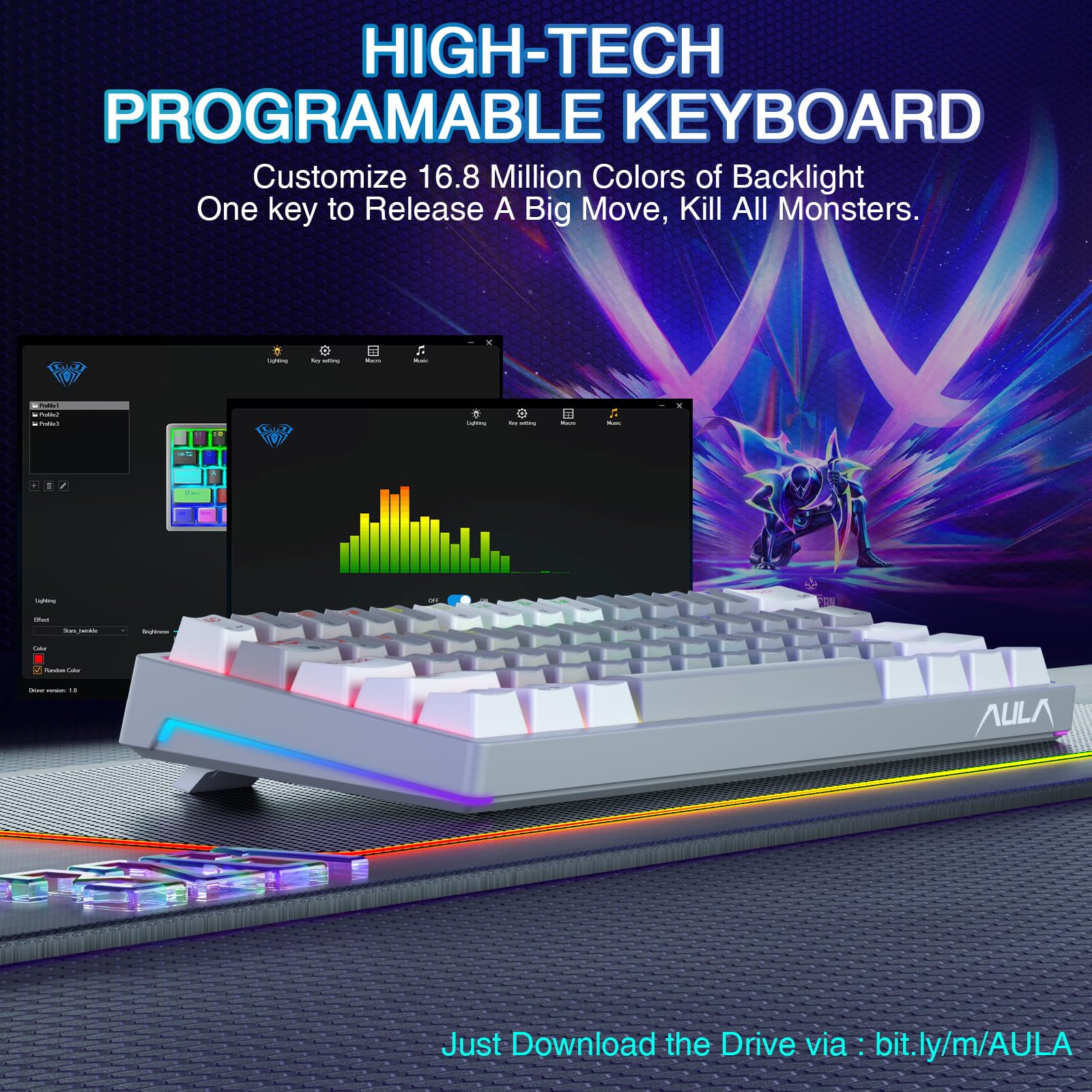 AULA 60 Percent Wired Mechanical Gaming Keyboard, 29 RGB Backlit Custom Hot Swappable Keyboard, Blue Switch 60% Mini Small Compact Keyboard for PC/Mac/Laptop/Wins ββ (Wired Version)