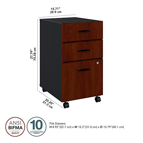 Bush Business Furniture Series A 3 Drawer Mobile File Cabinet, Hansen Cherry/Galaxy