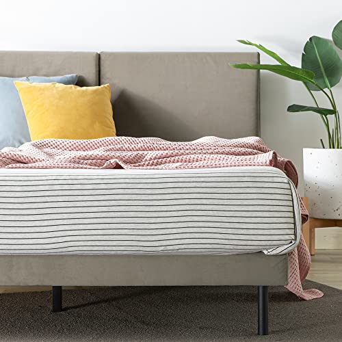ZINUS Taylor Velvet Upholstered Platform Bed Frame with Split Headboard / Velvet Bed Frame / No Box Spring Needed / Easy Assembly, Latte, Queen