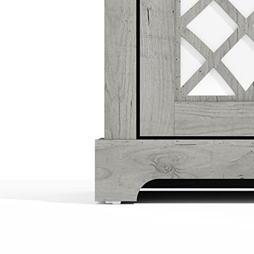 Galano Millicent 2 Door Storage Accent Cabinet - Modern Buffet with 2 Mirror Doors 2 Tier - Organizers and Storage β Console for Entryway - Hallway or Living Room - (Mexican Grey)