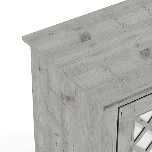 Galano Millicent 2 Door Storage Accent Cabinet - Modern Buffet with 2 Mirror Doors 2 Tier - Organizers and Storage β Console for Entryway - Hallway or Living Room - (Mexican Grey)