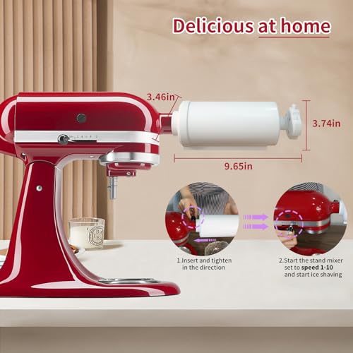 VTVTKK Shave Ice Attachment for Kitchenaid,Shaved Ice Attachment for Kitchenaid Mixer,Ice Shaver,Shave Ice Attachment,Ice Shaver Attachment,Snow Cone Attachment/Maker, Machine/Mixer Not Included