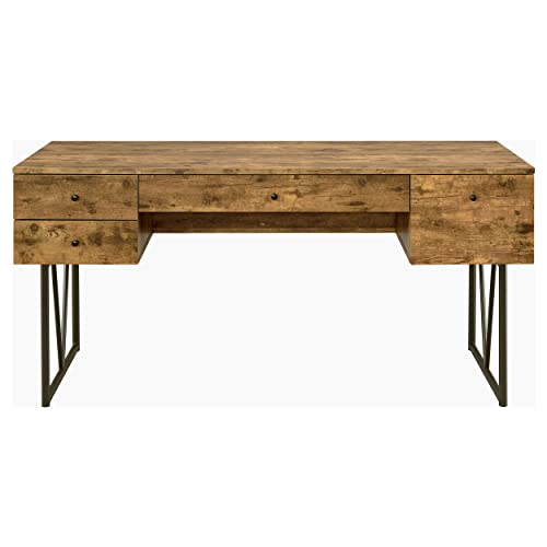 COASTER Analiese 4-Drawer Writing Desk Antique Nutmeg and Black