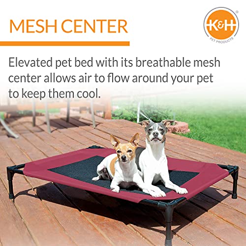 K&H PET PRODUCTS Elevated Cooling Outdoor Dog Bed Portable Raised Dog Cot Red/Black Medium 25 X 32 X 7 Inches