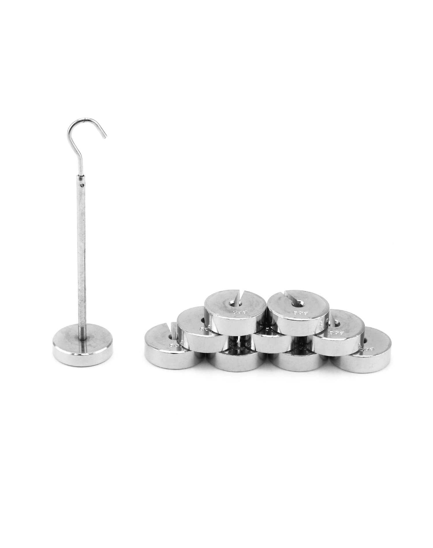 QWORK Slotted Weight Set, 9 Pcs Slotted Mass Set with Hangers - 9 Weights (50g) - 500g