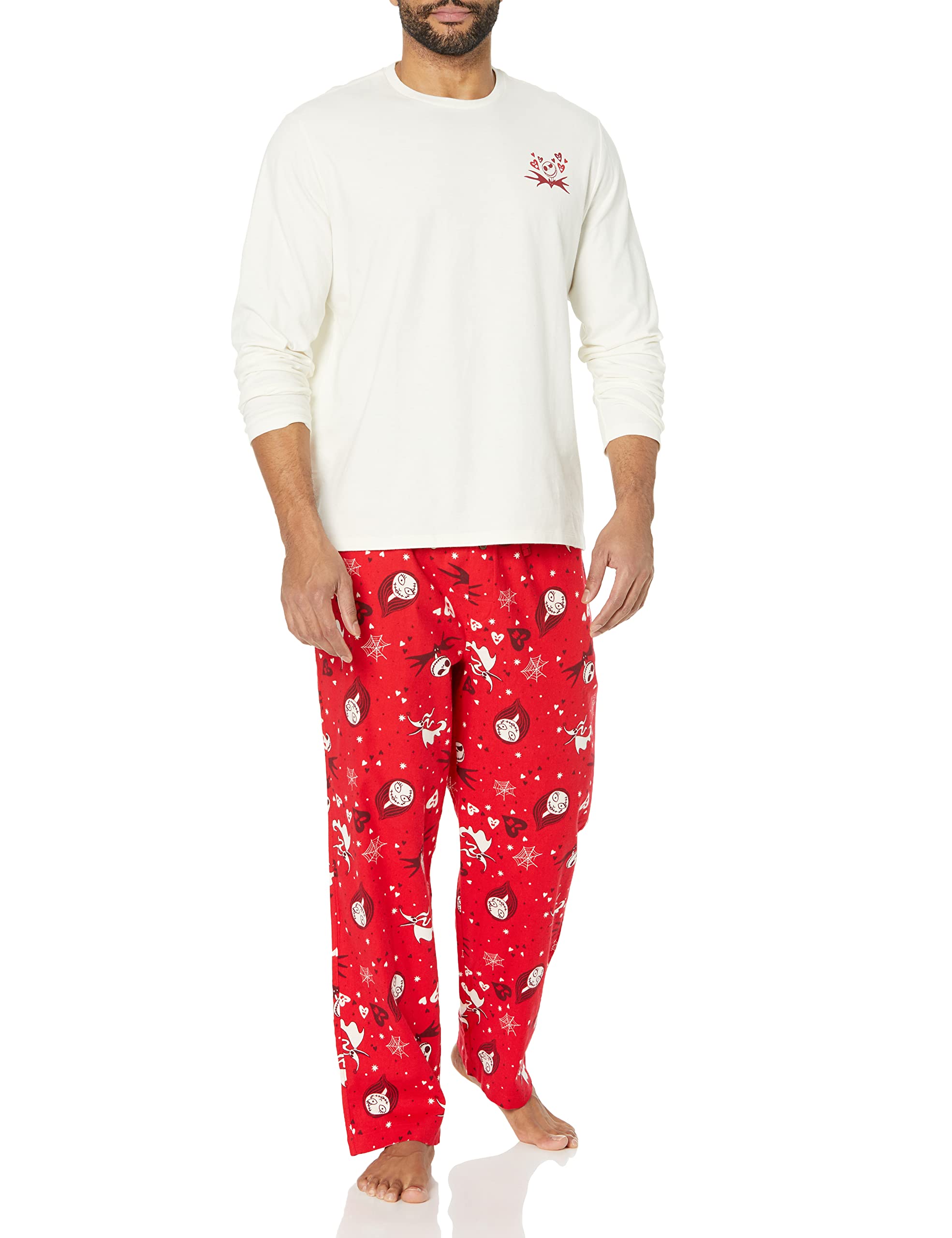 Amazon Essentials Disney | Marvel | Star Wars Men's Flannel Pajama Sleep Sets, Nightmare Valentine - Mens, Medium