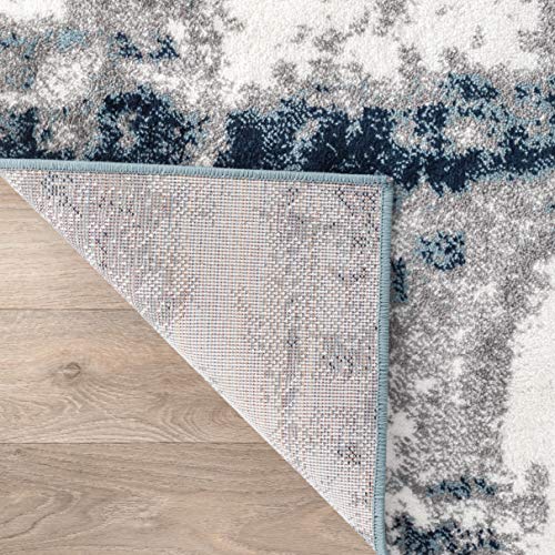 Rugshop Contemporary Abstract Distressed Area Rug 7'10" x 10' Blue