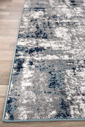 Rugshop Contemporary Abstract Distressed Area Rug 7'10" x 10' Blue